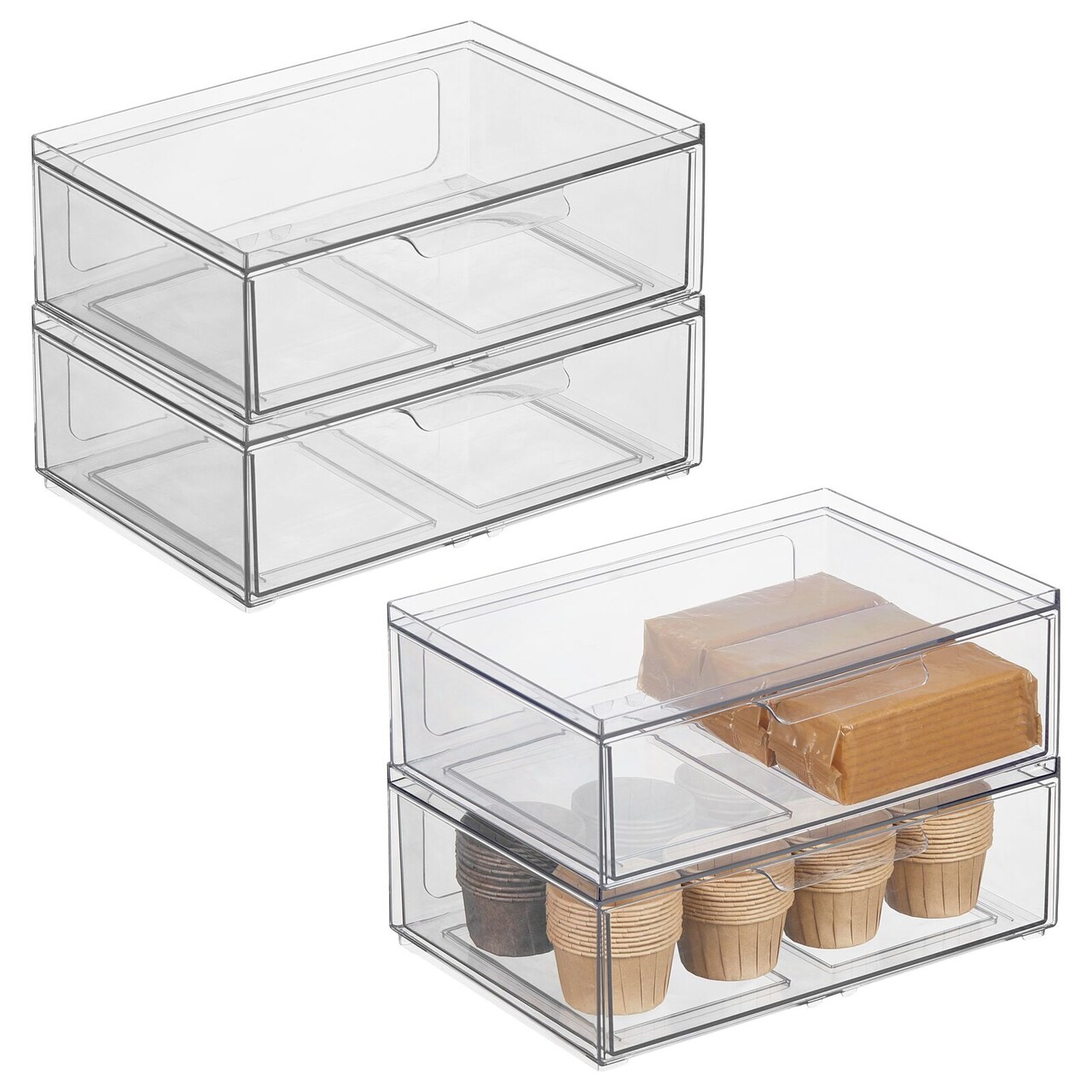 Mdesign Stacking Plastic Storage Kitchen Bin With Pull Out Drawers